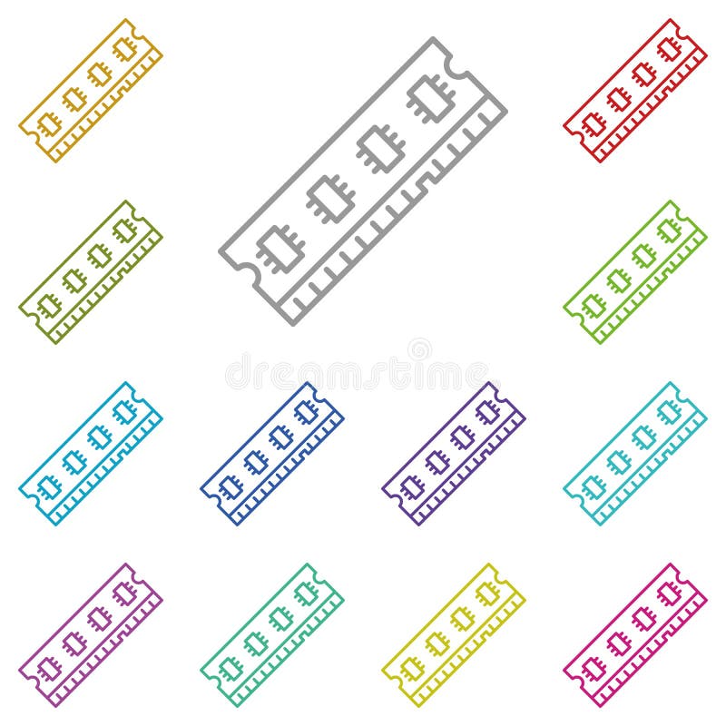 Hardware, Memory, Ram Multi Color Icon. Simple Thin Line, Outline Vector of Hardware Icons for ...