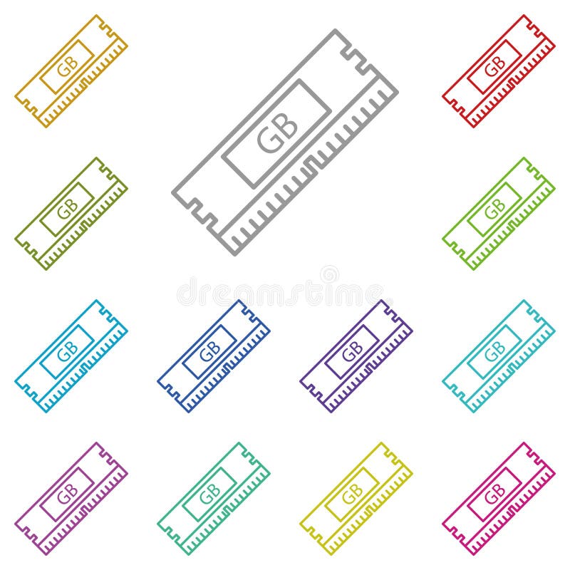 Hardware, Memory, Ram Multi Color Icon. Simple Thin Line, Outline Vector of Hardware Icons for ...