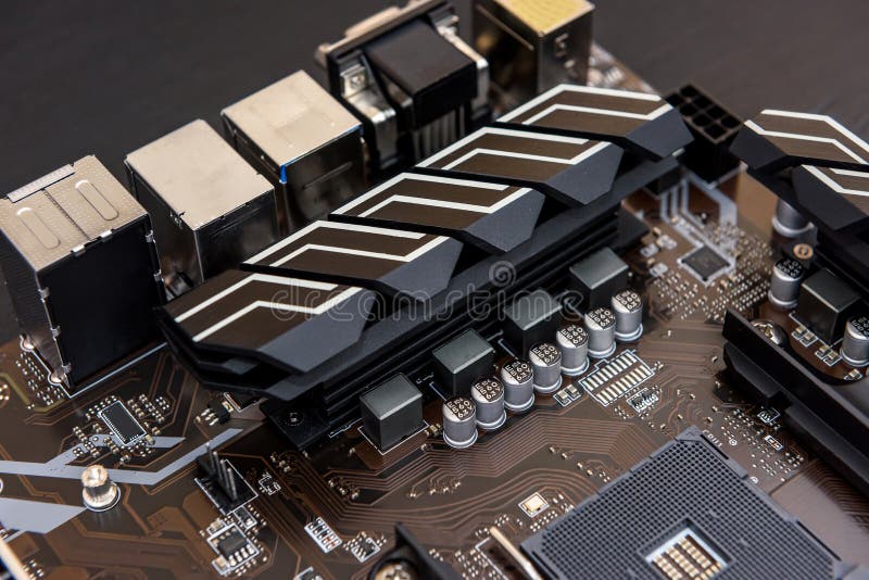 Hardware Motherboard Electronic Cpu Technology .Close Up Stock Image ...