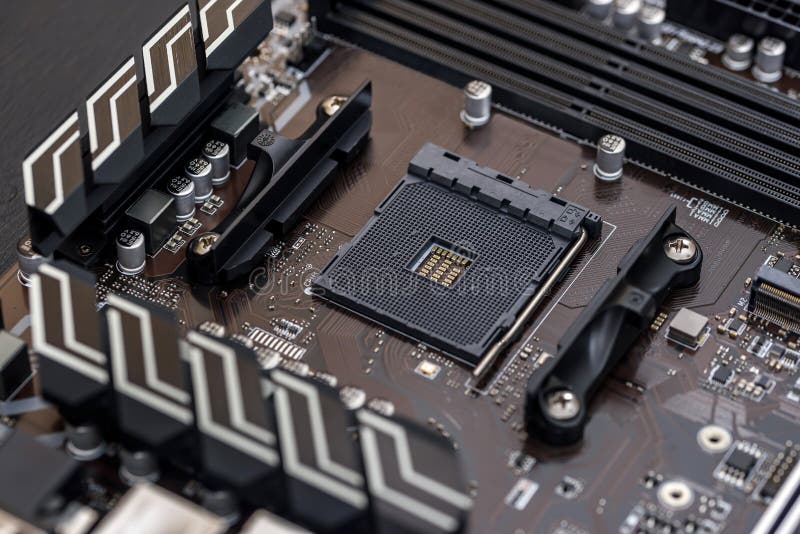 Hardware Motherboard Electronic Cpu Technology .Close Up Stock Image ...