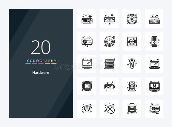 20 Hardware Outline Icon for Presentation Stock Vector - Illustration ...