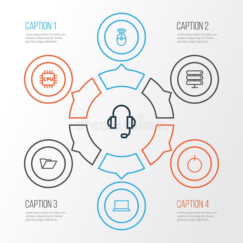 Hardware Outline Icons Set. Collection of Peripheral, Laptop, File and ...