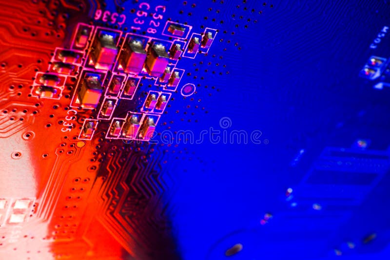 Hardware Pc Concept Blue and Red Light Stock Image - Image of circuit ...