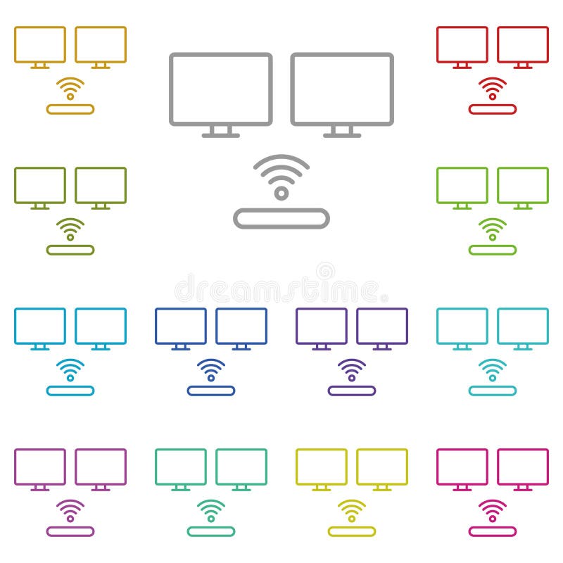 Hardware, Pc Server, Wifi, LAN Multi Color Icon. Simple Thin Line, Outline Vector of Hardware ...