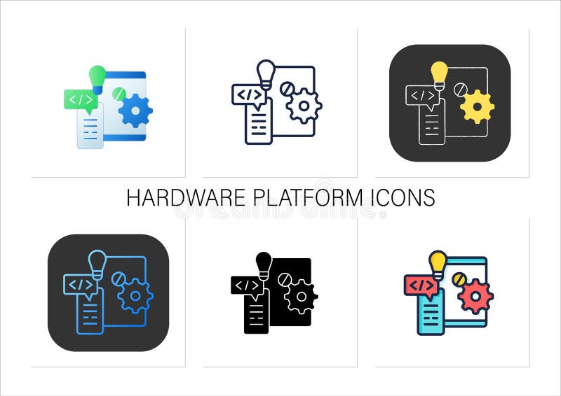 Hardware Platform Icons Set Stock Vector - Illustration of technology ...