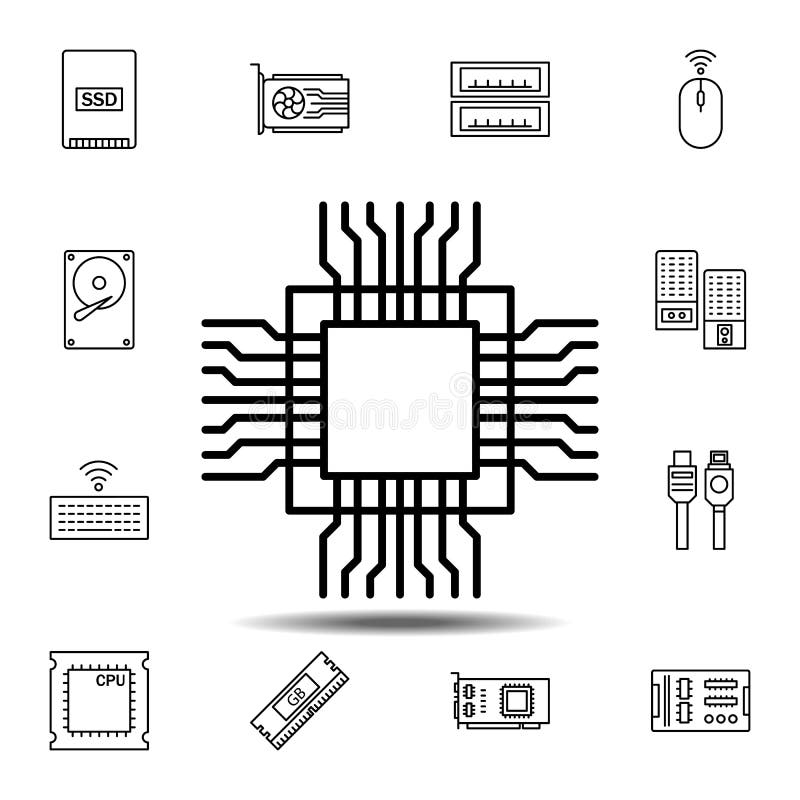 Hardware, Processor, Chip Icon. Simple Thin Line, Outline Vector Element of Hardware Icons Set ...