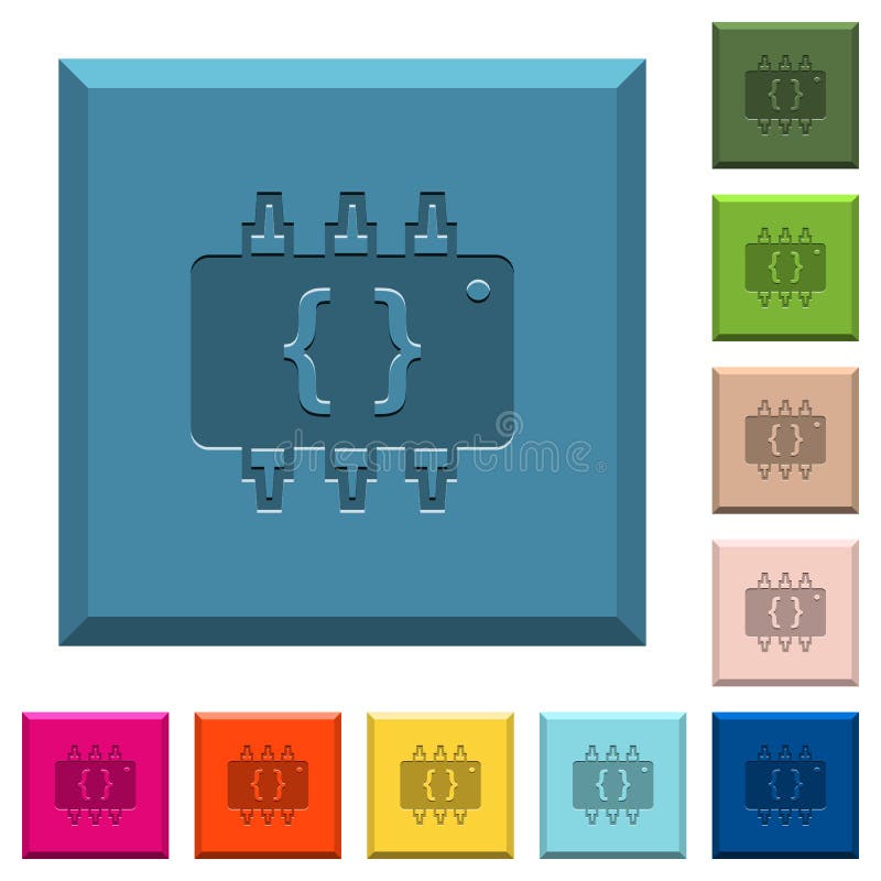 Hardware Programming Engraved Icons on Edged Square Buttons Stock ...
