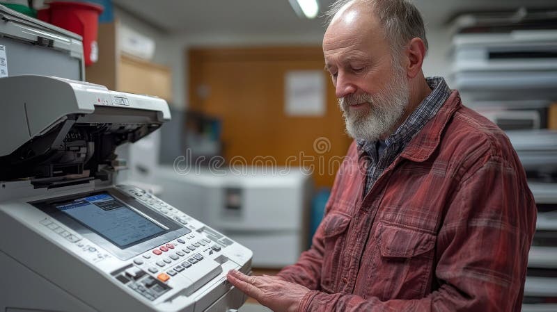 Hardware Repairman Repairing Broken Printer Fax Machine Stock Image ...