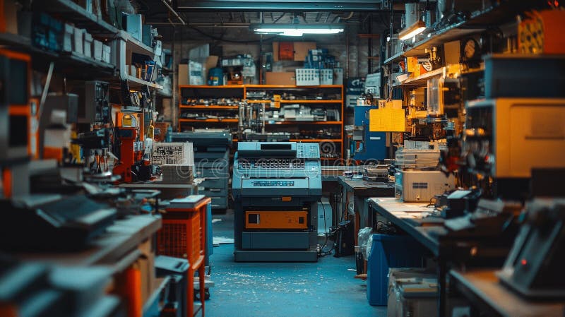 Hardware Repairman Repairing Broken Printer Fax Machine Stock Image ...