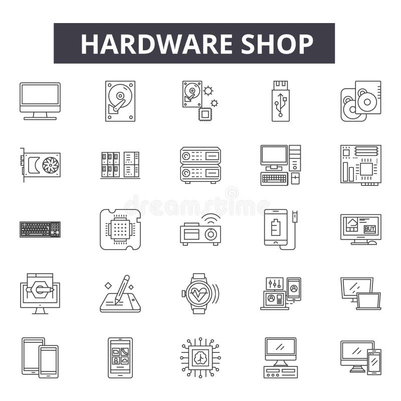 Hardware Shop Line Icons, Signs, Vector Set, Linear Concept, Outline ...
