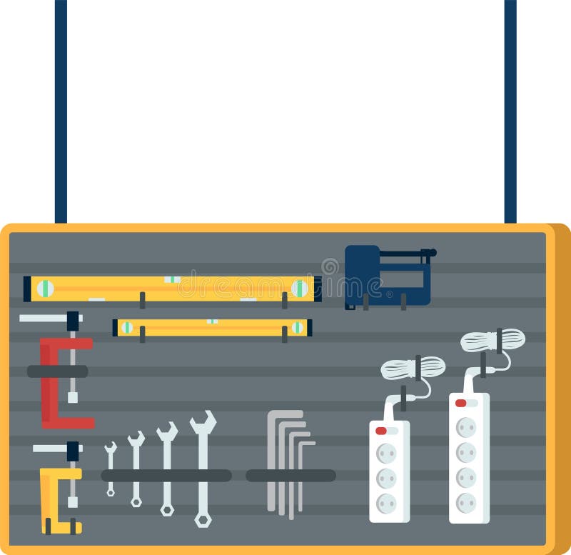 Hardware Shop Tools Organizer Board Hanging Stock Vector - Illustration ...