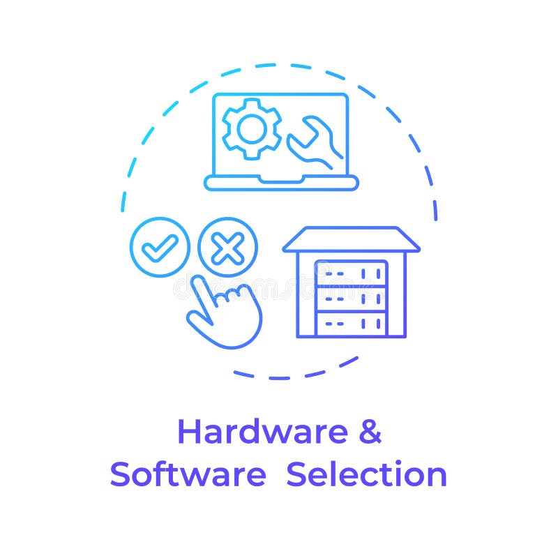 Hardware and Software Selection Blue Gradient Concept Icon Stock ...