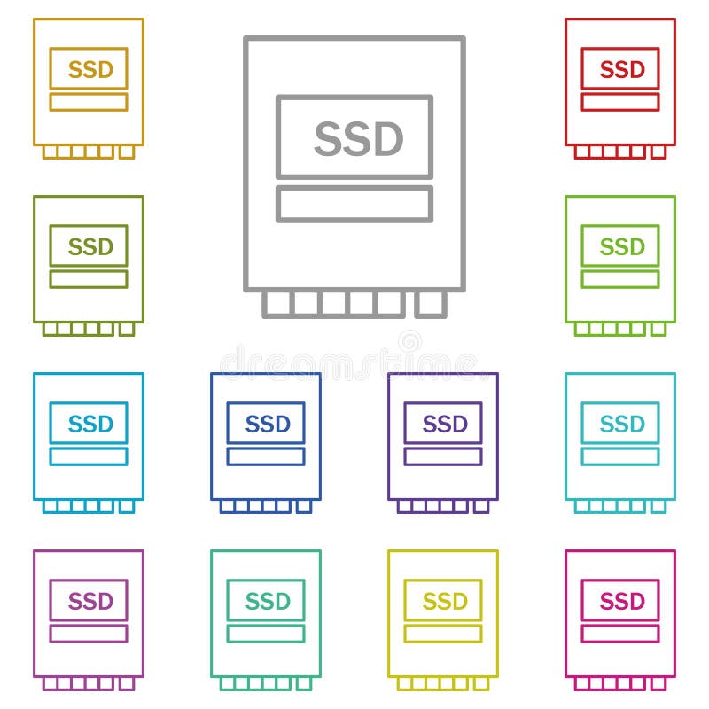 Hardware, SSD, Disk, Hard Multi Color Icon. Simple Thin Line, Outline Vector of Hardware Icons ...