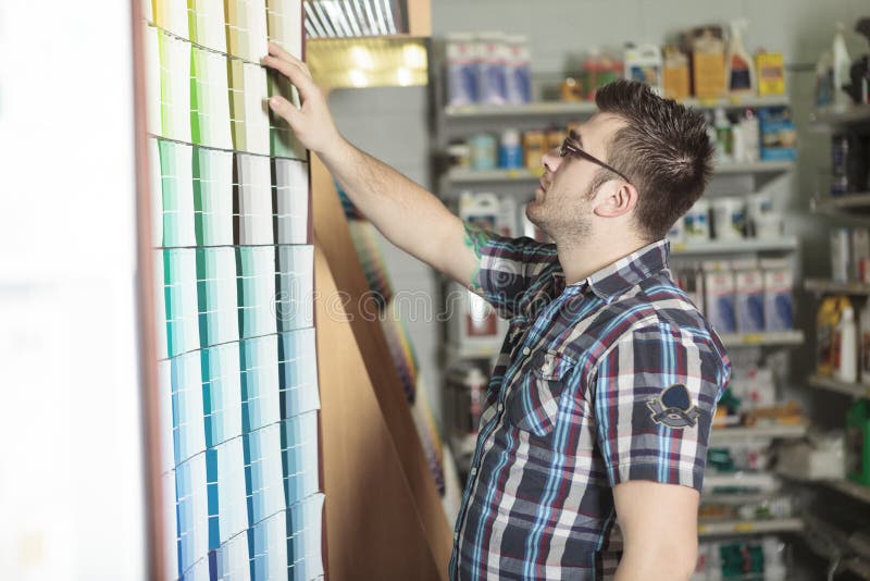 Hardware Store Client Do Some Shopping for His Stock Image - Image of ...