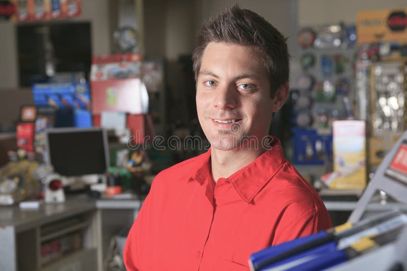 Hardware store employee stock image. Image of retail - 51247277