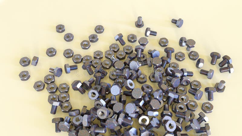 Hardware Store Nuts Bolts Metal Screws 3D Illustration Stock ...