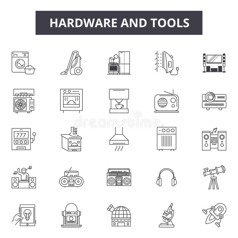 Hardware and Tools Line Icons for Web and Mobile Design. Editable ...