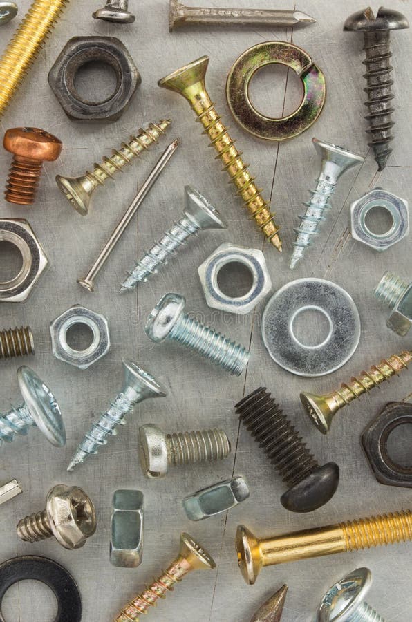 Hardware Tools at Metal Background Stock Photo - Image of thread, iron ...