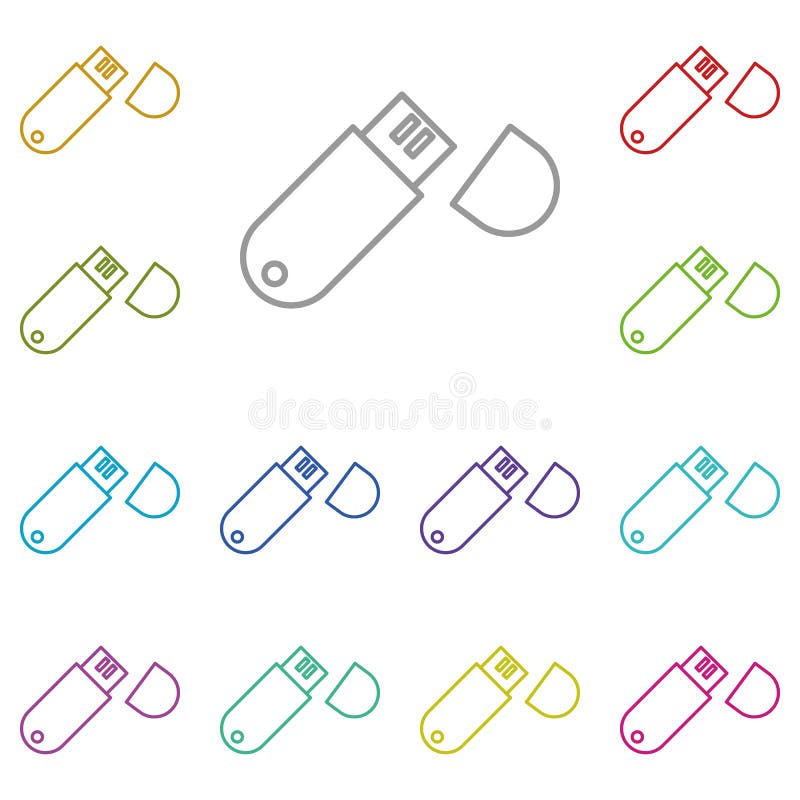Hardware Usb Memory Multi Color Icon Simple Thin Line Outline Vector Of Hardware Icons For
