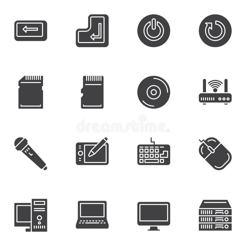 Hardware vector icons set stock vector. Illustration of microphone ...