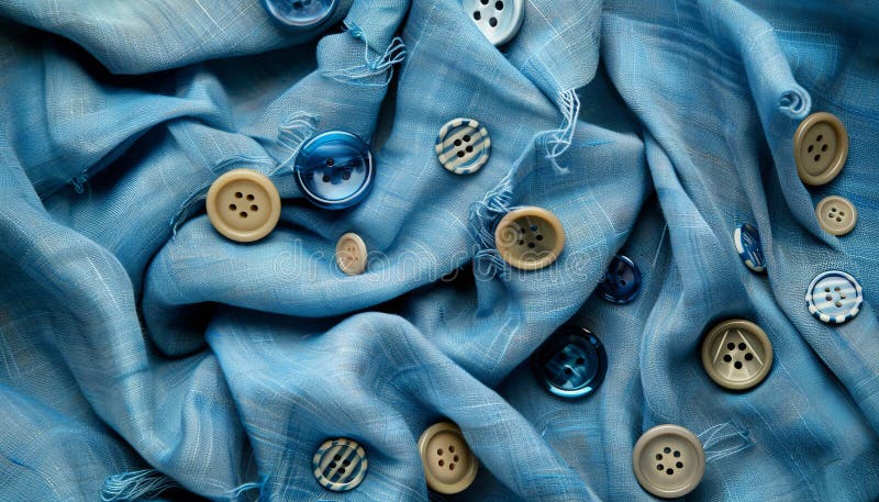 The Hardware or Workpiece for the Sewing of Clothes. Blue Cloth, Flax ...