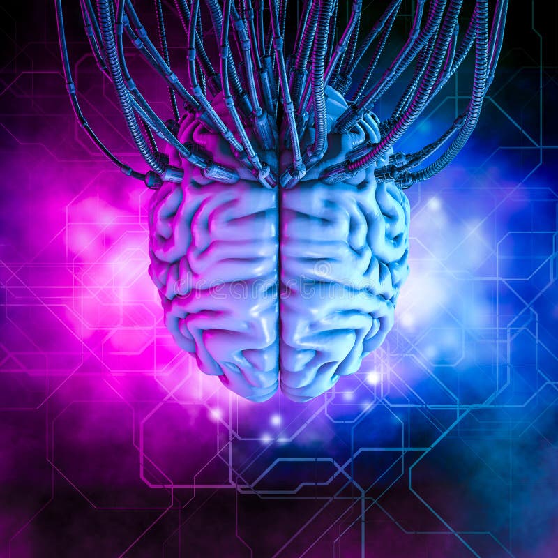 Hardwired Virtual Reality Human Brain Stock Illustration - Illustration ...