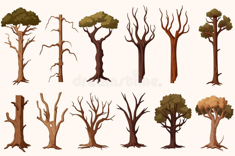 Hardwood Trees Stub Set Vector Flat Isolated Illustration Stock Vector ...