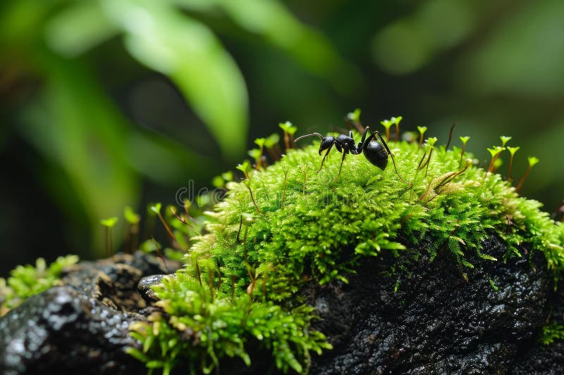 Hardworking Ant Forest Insect Moss. Generate Ai Stock Photo - Image of ...