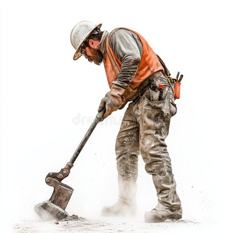 Hardworking Construction Worker Using a Demolition Tool Stock ...