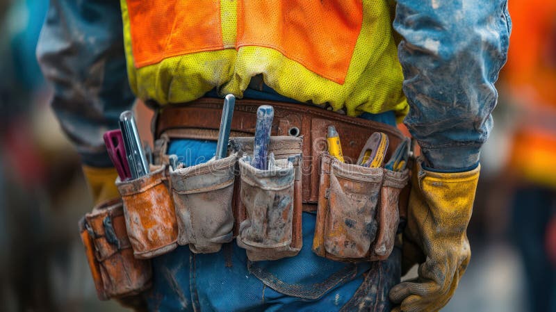 Hardworking Contractor Using Tools at Construction Site with Safety ...