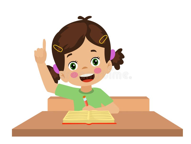Girl Student Working Hard Clipart