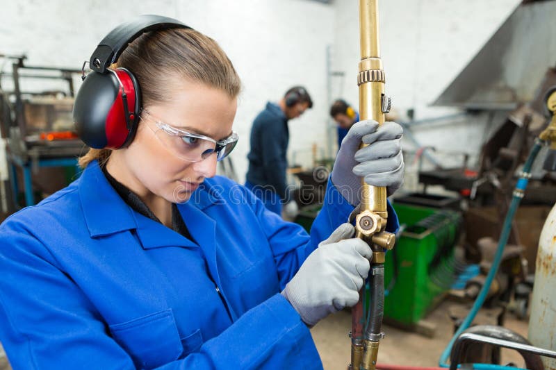 Hardworking Female Focused Professional in Workshop Stock Photo - Image ...