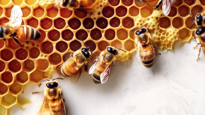 Industrious Honey Bees Constructing Honeycomb, Moving in Coordinated ...