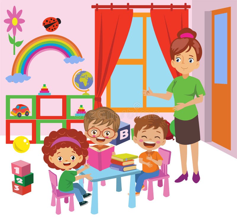Hardworking Kids Studying in Class at School Stock Vector ...