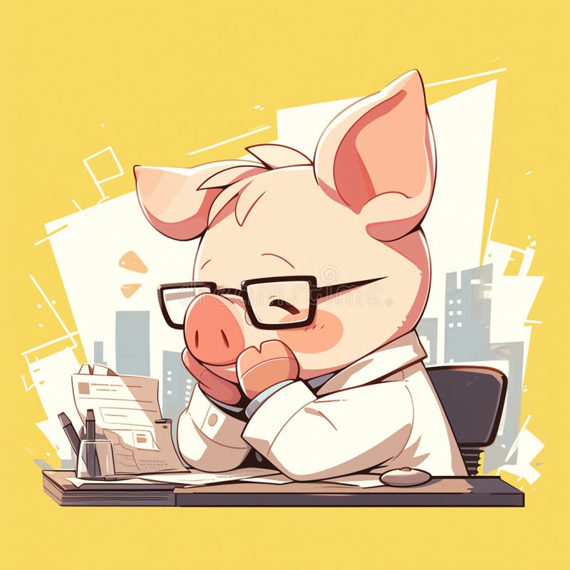 A Hardworking Pig Scientist Cartoon Style Stock Vector - Illustration ...