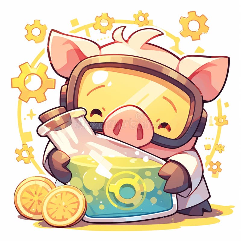A Hardworking Pig Scientist Cartoon Style Stock Vector - Illustration ...