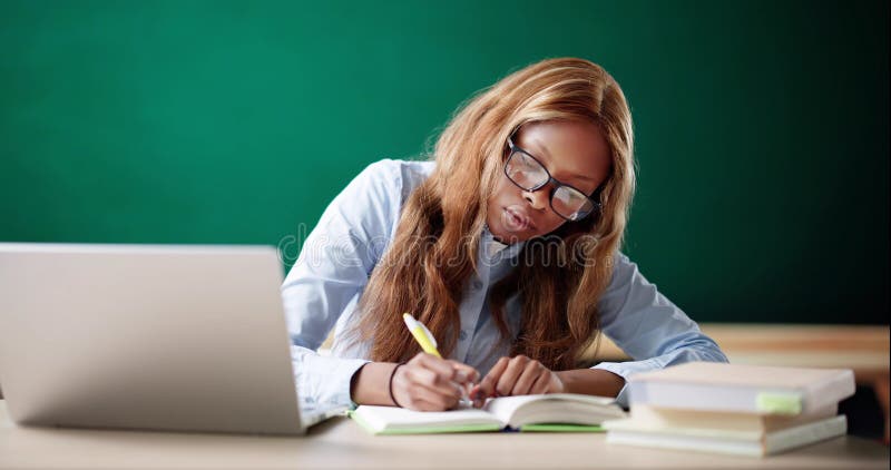 Hardworking Professor Leading Virtual ELearning Class Stock Photo - Image of black, nerd: 387151886