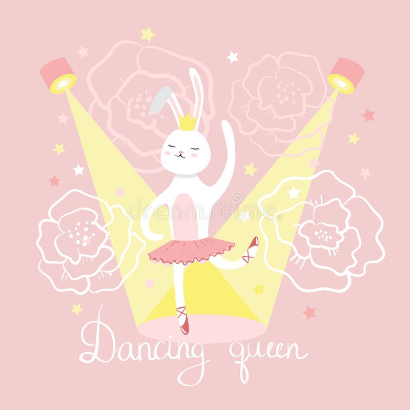 Hare ballerina dancing stock illustration. Illustration of cartoon ...