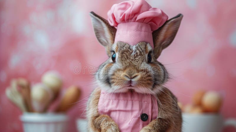 Hare Chef: a Joyful Portrait of a Cute Rabbit Dressed in Chef Attire on ...