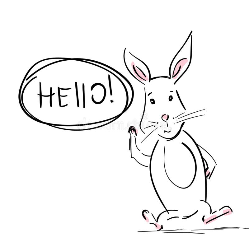 Hare. Cool Rabbit with Talk Bubble and Hand Drawn Speech Stock ...