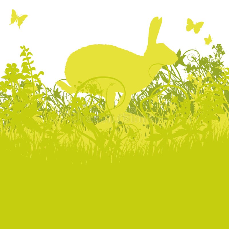 Hare and Hops Over a Meadow Stock Vector - Illustration of cute, bunny ...