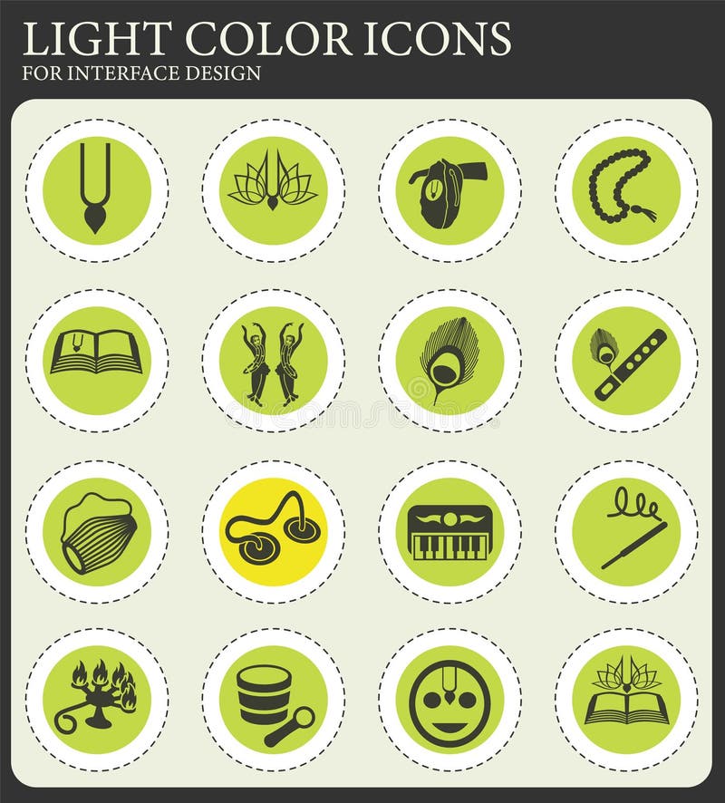 Hare krishna icon set stock vector. Illustration of incense - 154506299