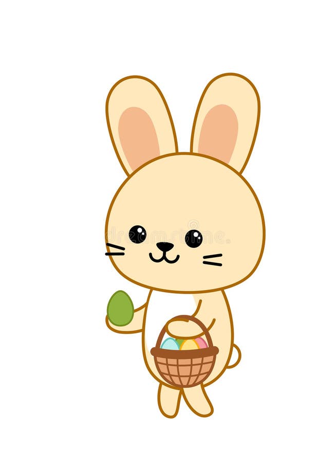 Hare is Looking for Easter Eggs and Put in Basket. Cartoon, Vector ...