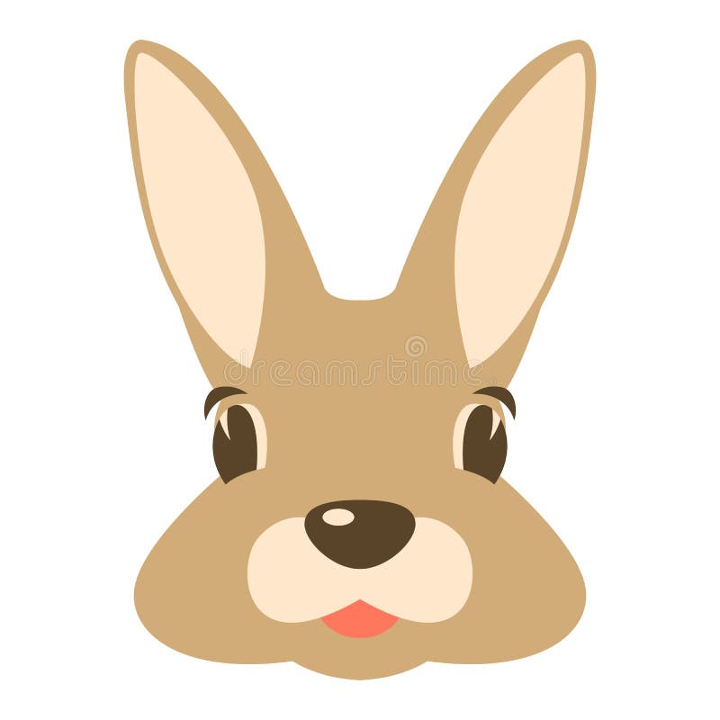 Rabbit Face Cartoon Vector Illustration Flat Style Front Stock Vector ...