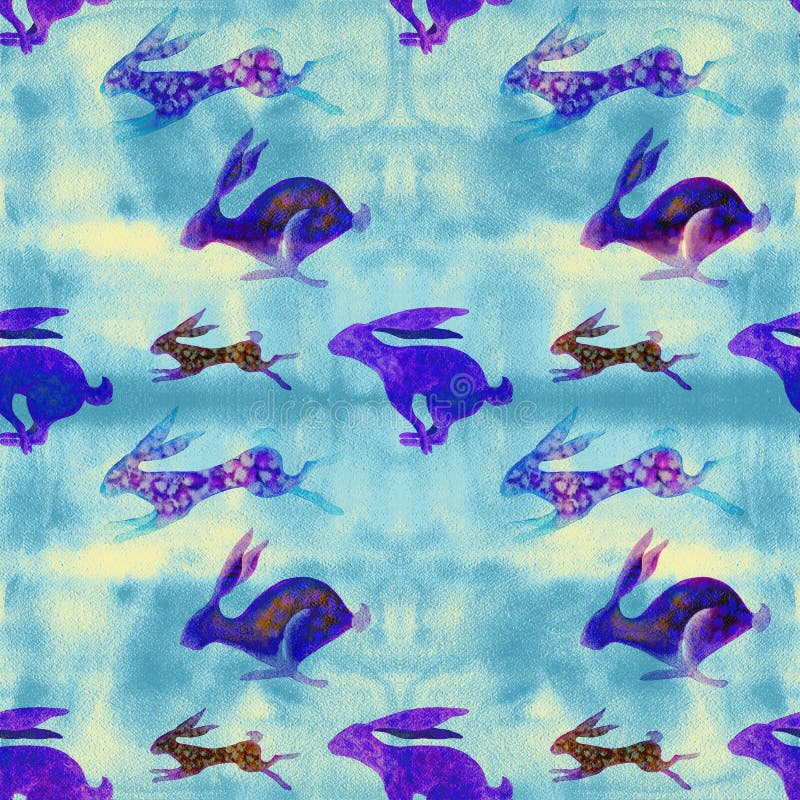 The Hare is Running. Animalistic Illustration on a Watercolor ...