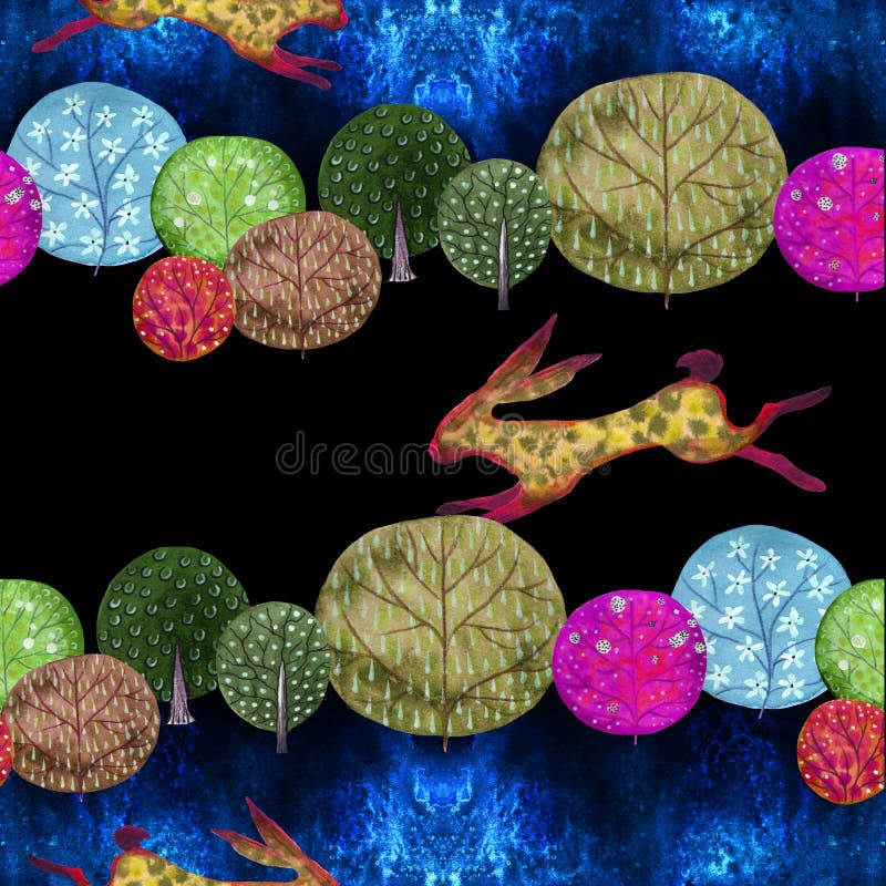 The Hare is Running. Animalistic Illustration on a Watercolor ...