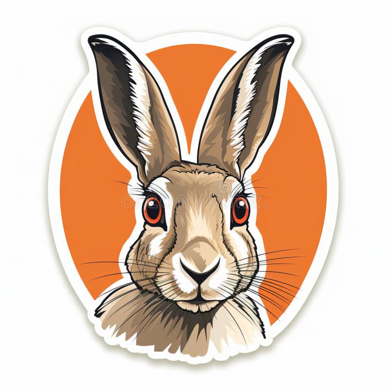 Retro Vintage Style Vector Sticker of Hare with White Outline Stock ...