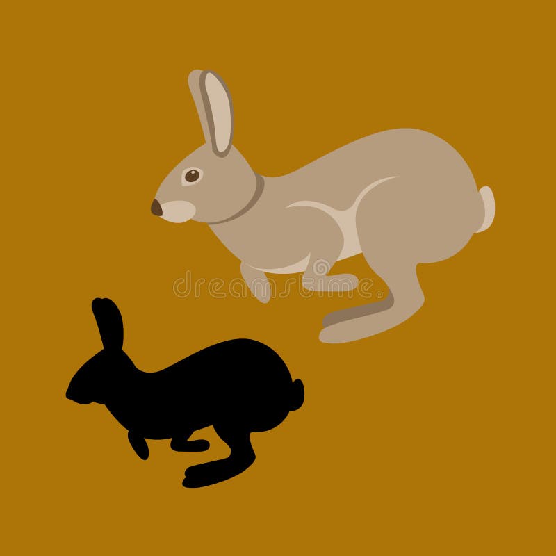Hare Vector Illustration Style Flat Silhouette Stock Vector ...