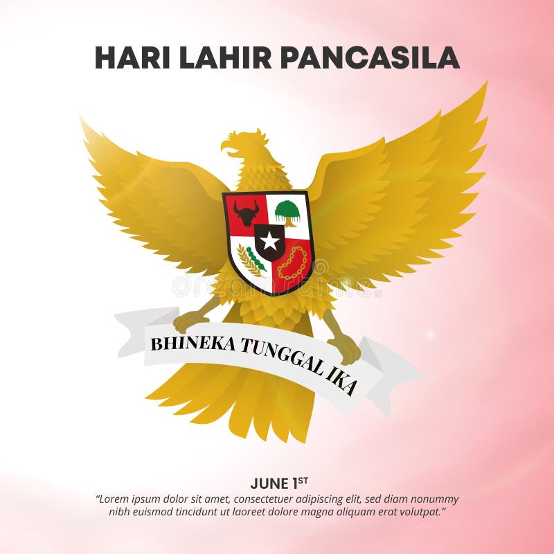 Hari Lahir Pancasila or Pancasila Birthday with a Flying Garuda Stock ...