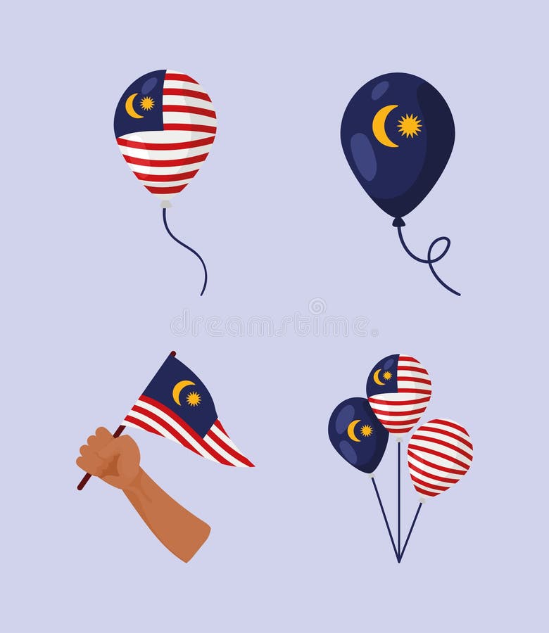 Hari merdeka four icons stock vector. Illustration of helium - 247022444